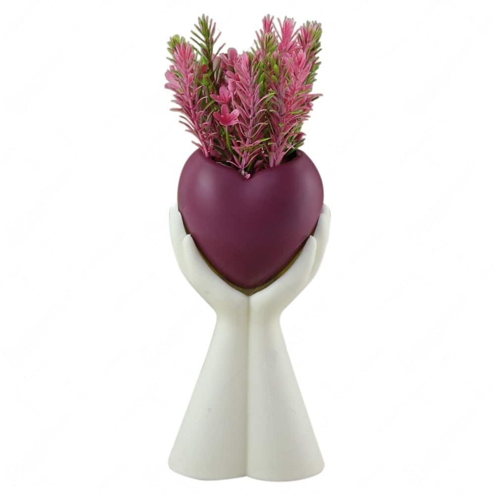 Floara artificiala in ghiveci plastic Inima, Roz, 26x10 cm - eMAG.ro