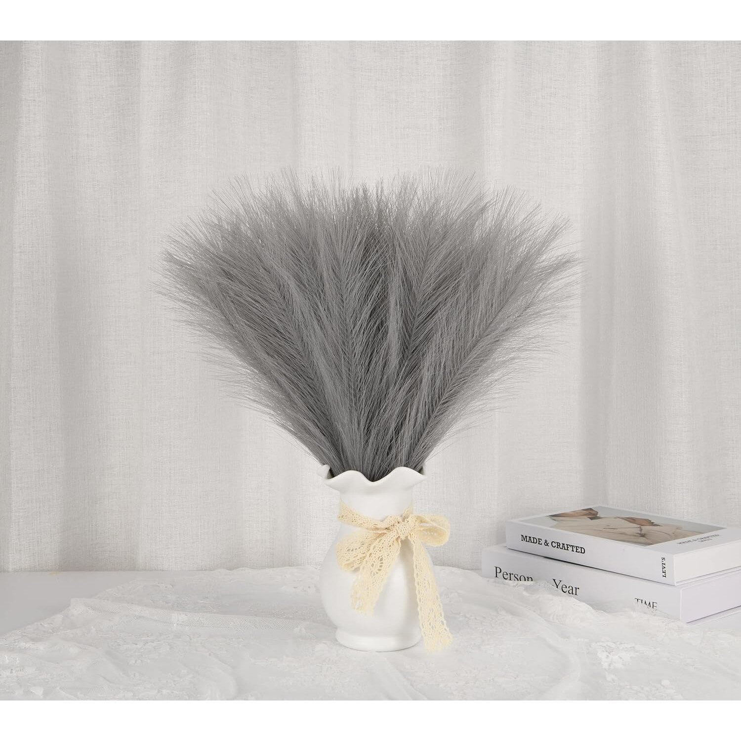 Set 6 Fire Iarba de Pampas Artificiala Din Matase Pentru Decoratiuni ...