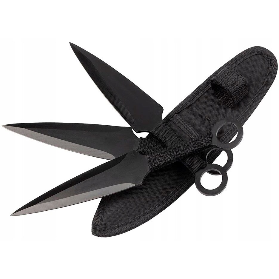 Set 3 cutite de aruncat, Otel inoxidabil, Negru, 230 mm, +Huse - eMAG.ro