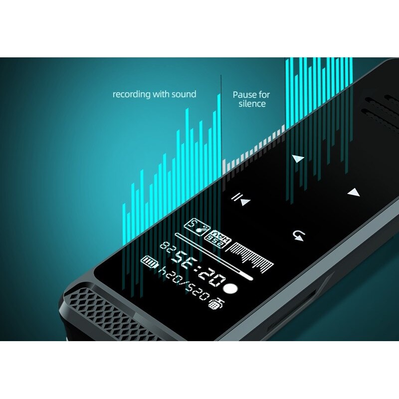 Професионален интелигентен диктофон с гласово активиране, 30 часа ...