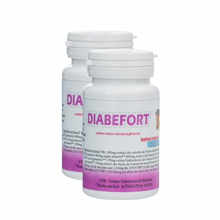 Supliment alimentar Diabefort, 60 tablete, util in diabet de tip I si ...