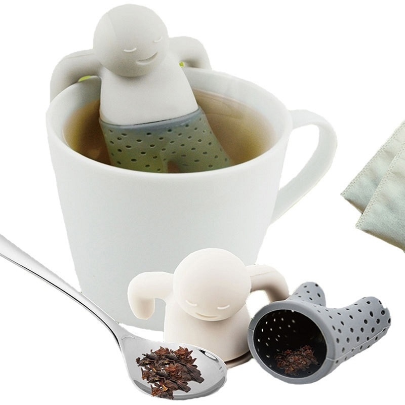 Infuzor din silicon in forma de om pentru ierburi si ceai, Gonga® Gri ...