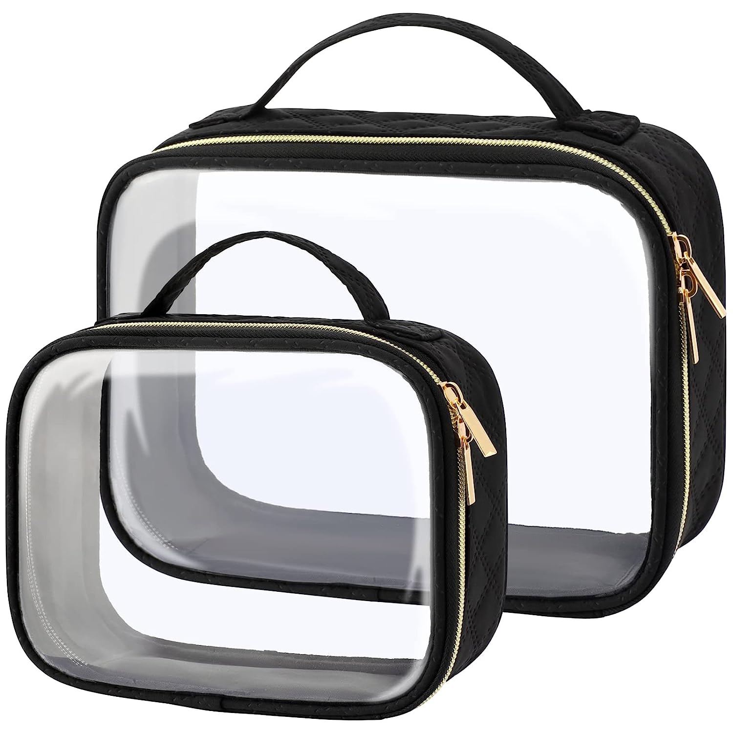 Set 2 genti cosmetice de voiaj, longziming, Transparent/Negru - eMAG.ro