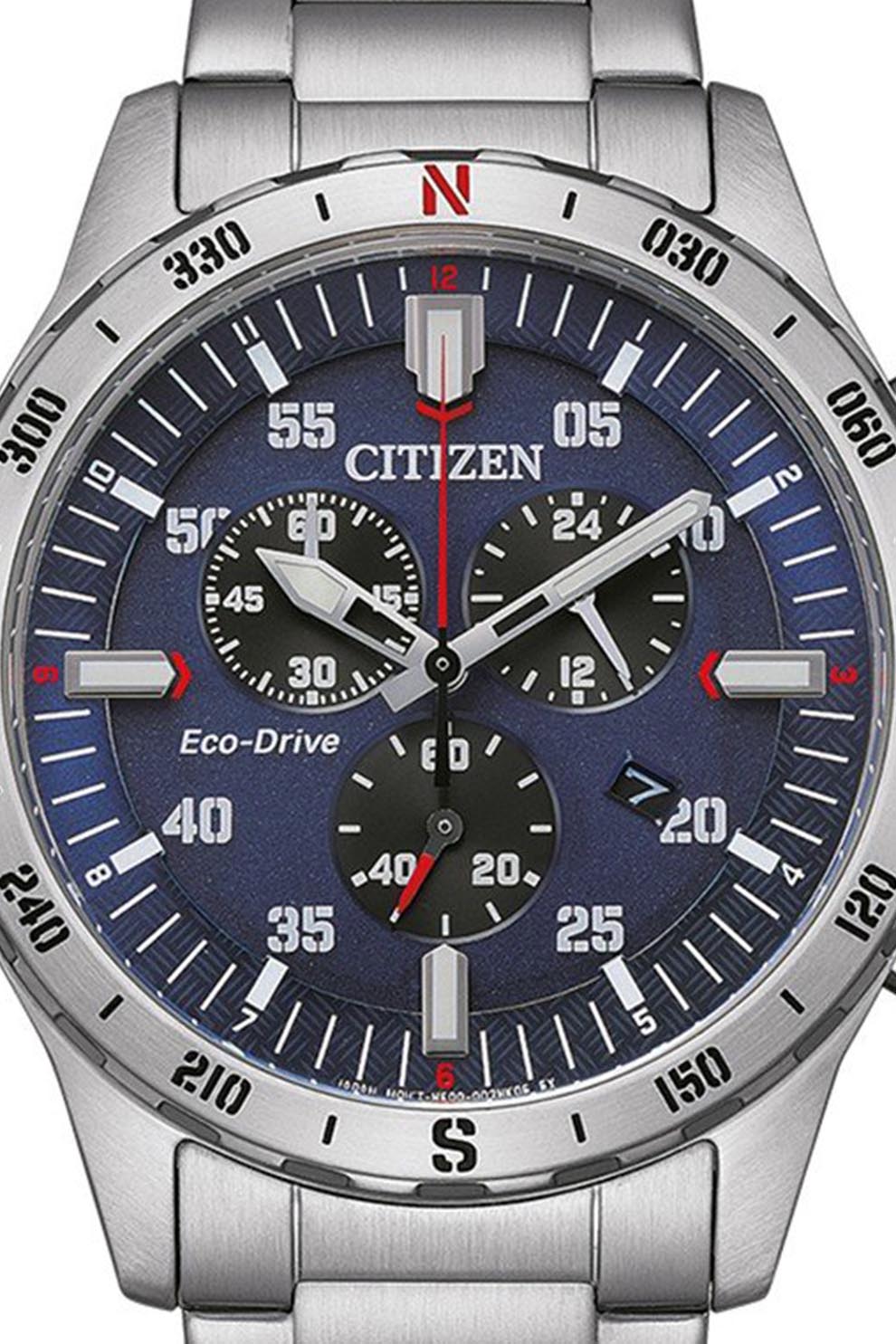 Citizen, Овален часовник от неръждаема стомана с хронограф, Сребрист ...