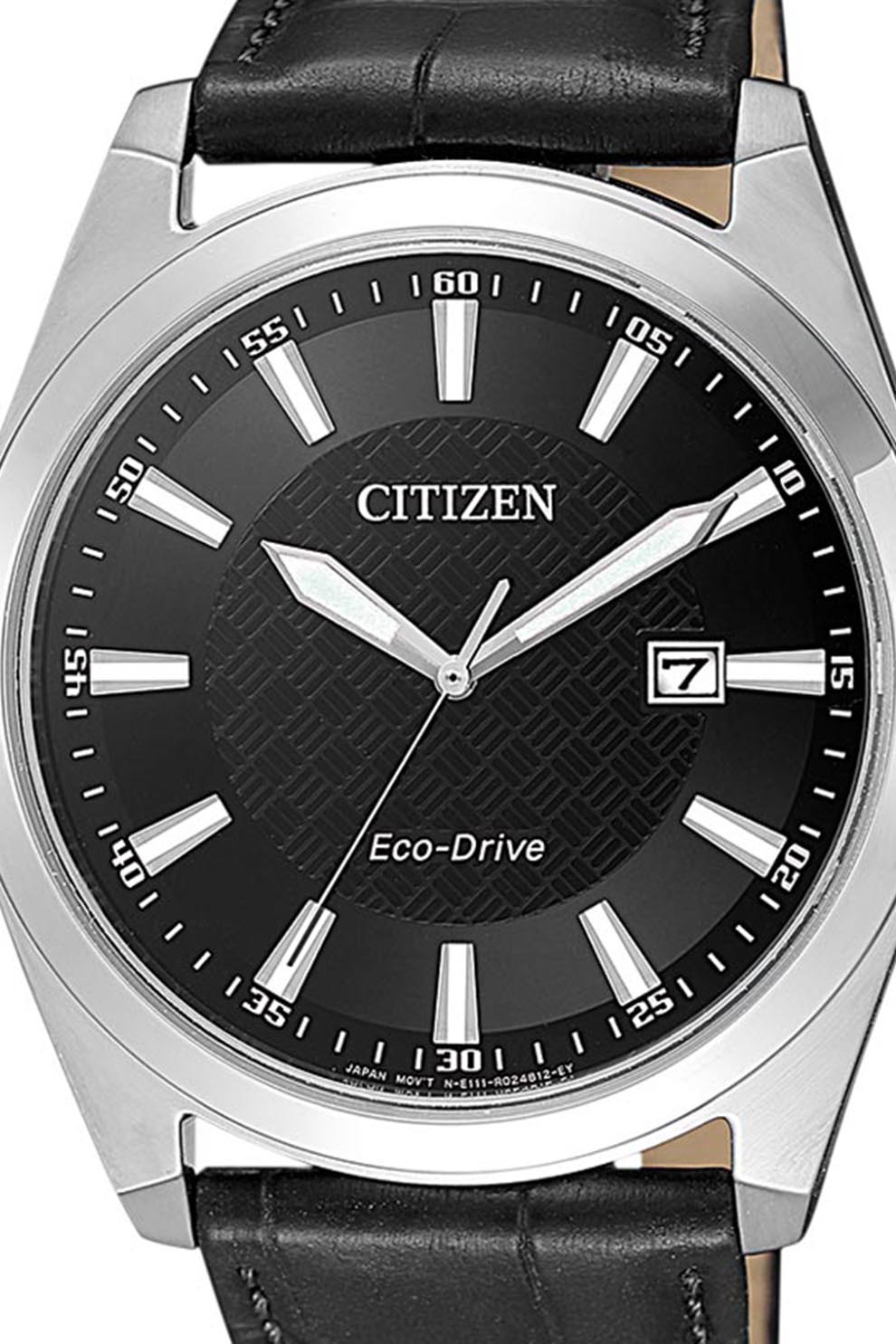 Citizen, Ceas cu o curea din piele, Negru - eMAG.ro