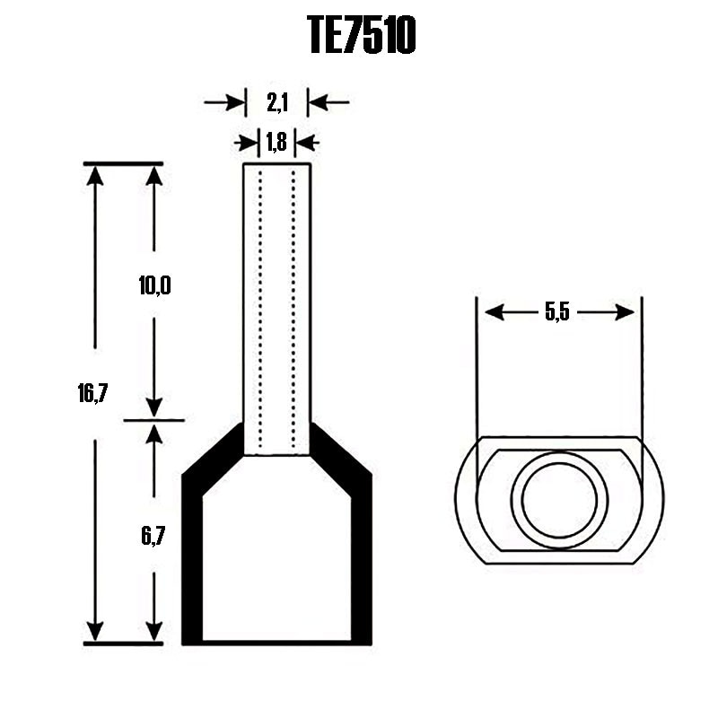 Set 100 bucati pini terminali dubli izolati, E-LOCKS, tip TE7510 ...
