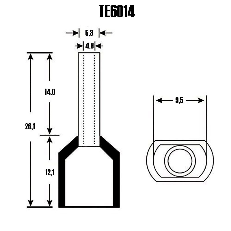 Set 100 bucati pini terminali dubli izolati, E-LOCKS, tip TE6014 ...