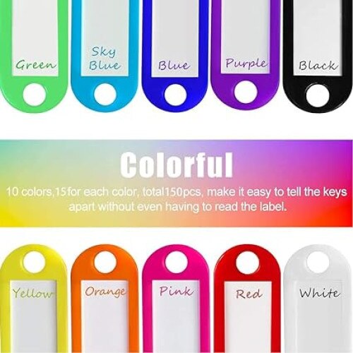 Set 150 etichete pentru chei, Cersaty, Metal/Plastic, Multicolor - eMAG.ro