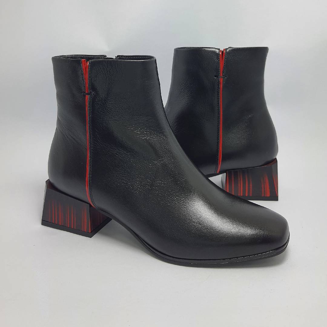Botine cu toc pentru femei, Higo, Piele naturala, Negru, 40 EU - eMAG.ro