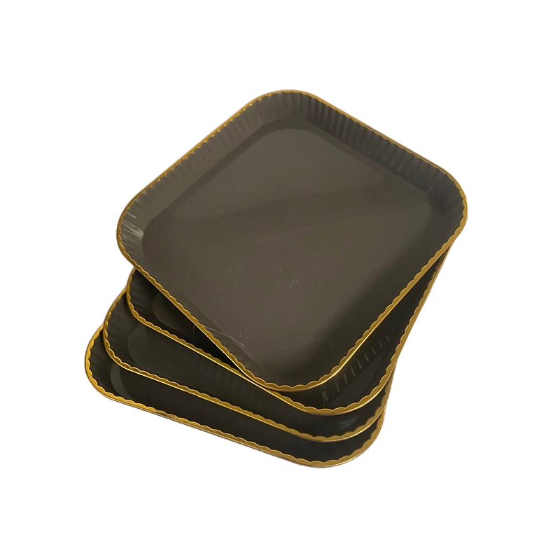 Set 4 platouri servire, Patrat, Gri, 15x15x2 cm - eMAG.ro