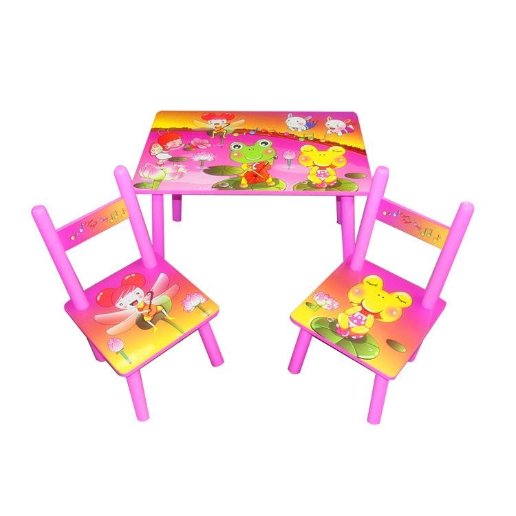 Set masuta cu doua scaune pentru copii, din MDF, roz, 59x39x40 cm - eMAG.ro