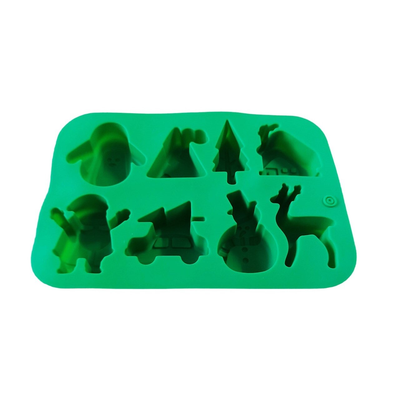 Forma silicon pentru prajituri, Tema Craciun, 8 cavitati, Verde, 20 cm ...