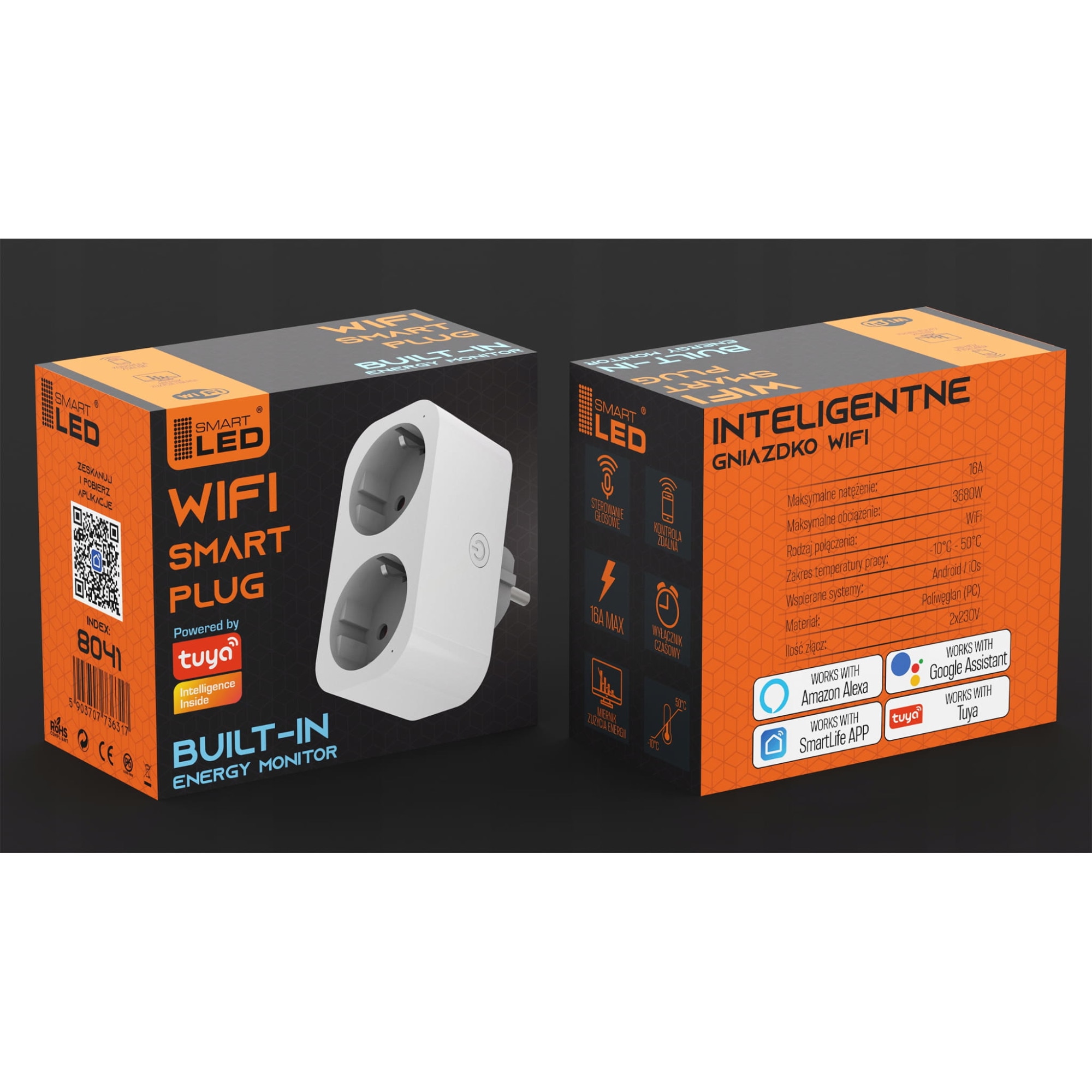 Priza Smart WiFi SmartLED, 2x230 V, 3680W, Alb - eMAG.ro