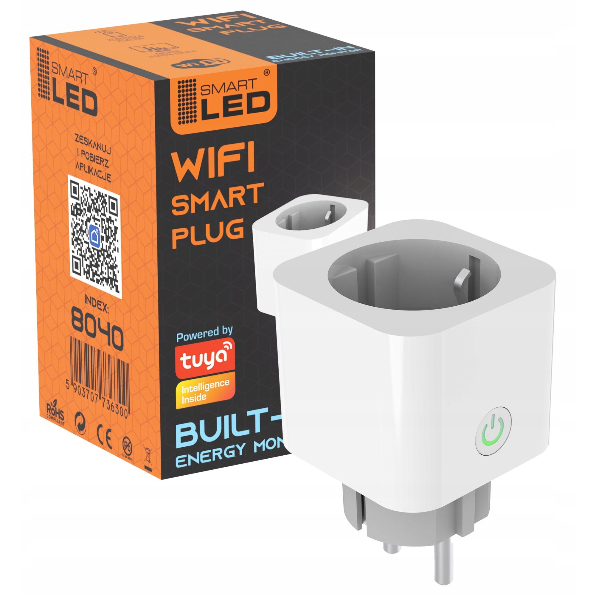 Priza inteligenta, Wifi, 1x230V, 2300W, alba, cu intrerupator, uni ...