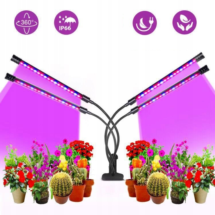 Lampa LED pentru cresterea plantelor cu temporizator si USB, cu cleme ...