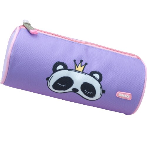 Penar, forma tub, un singur compartiment, model panda, violet, 22 cm x ...