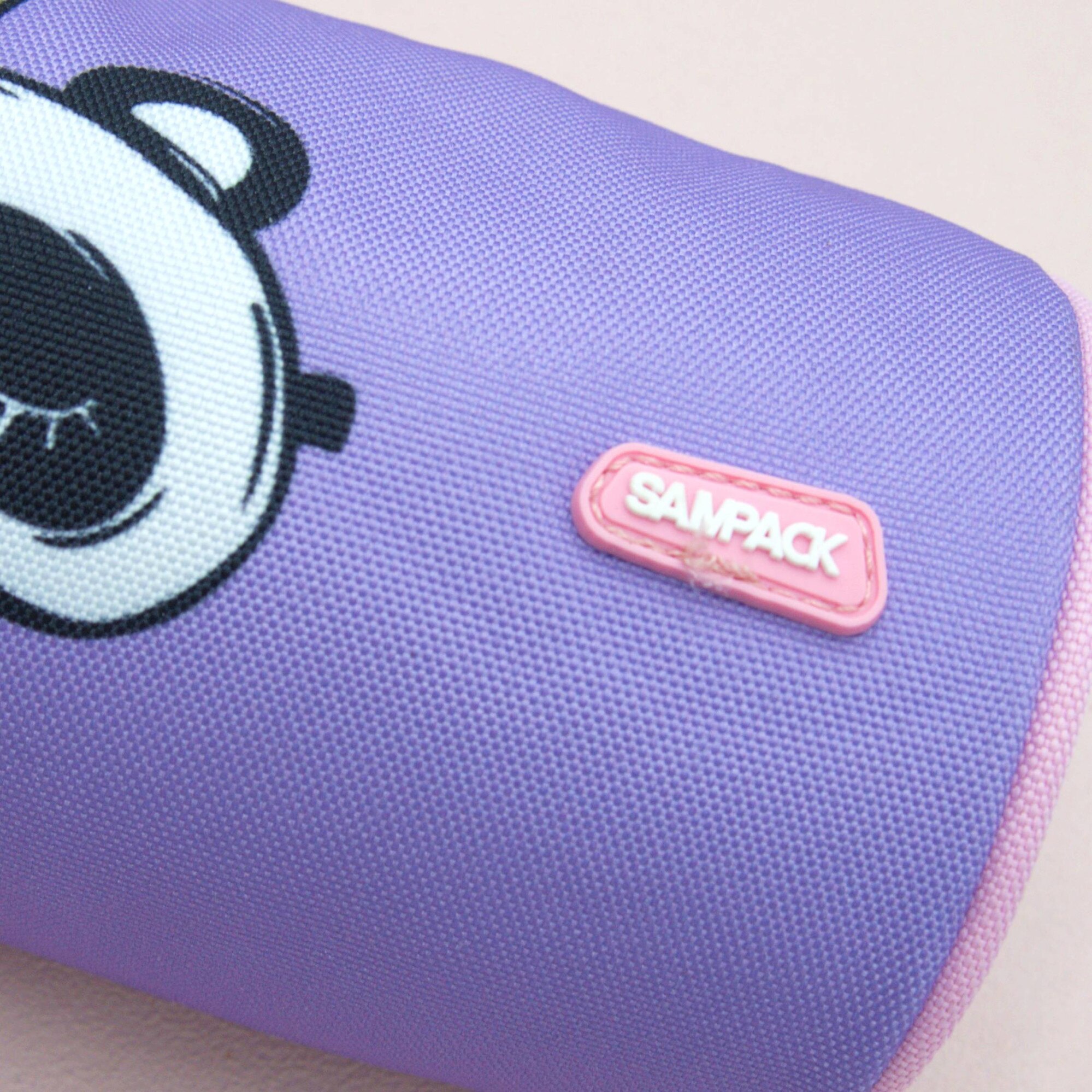 Penar, forma tub, un singur compartiment, model panda, violet, 22 cm x ...