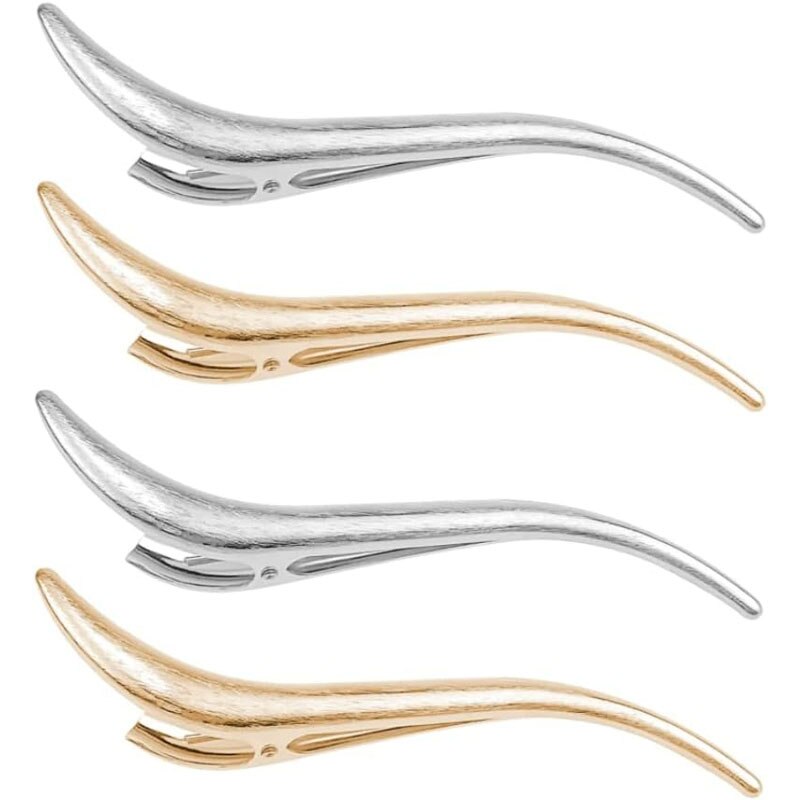 Set 4 Agrafe de par, Sunmostar, Metal, 13cm, Argintiu/Auriu - eMAG.ro