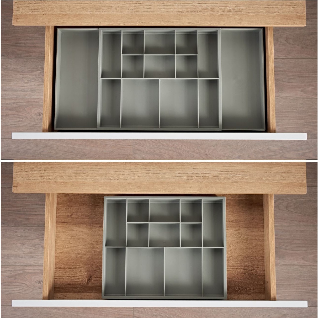 Organizator sertar, extensibil, plastic, 30,5x25,5x3,8 cm, gri - eMAG.ro