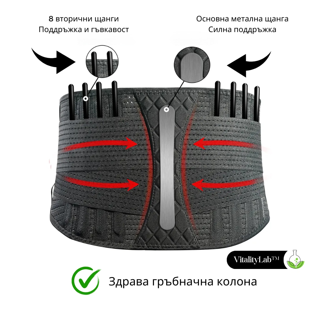 Лумбален колан Vitality Lab Premium 9 лумбални поддържащи зони за