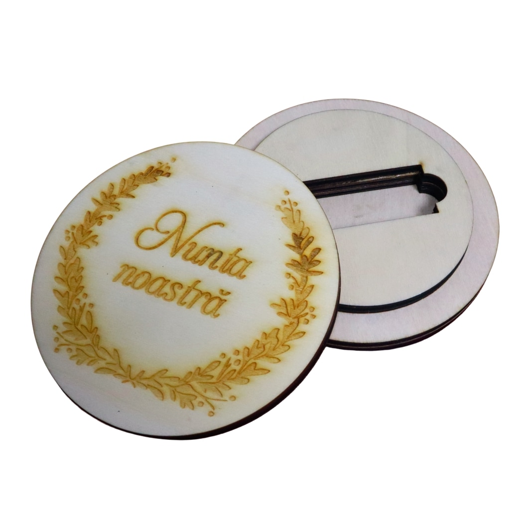 Cutie Stick, Nunta, Rotund, Lemn Natur, 12,5 cm, EVECSNB006 - eMAG.ro