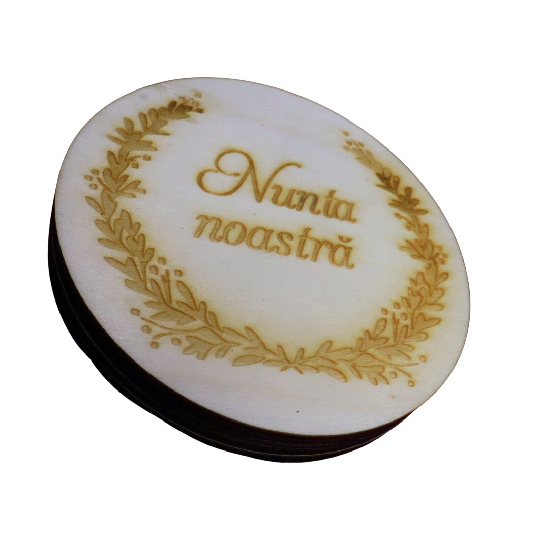 Cutie Stick, Nunta, Rotund, Lemn Natur, 12,5 cm, EVECSNB006 - eMAG.ro