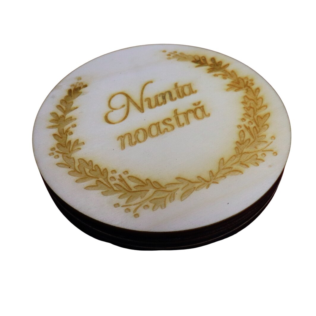 Cutie Stick, Nunta, Rotund, Lemn Natur, 12,5 cm, EVECSNB006 - eMAG.ro