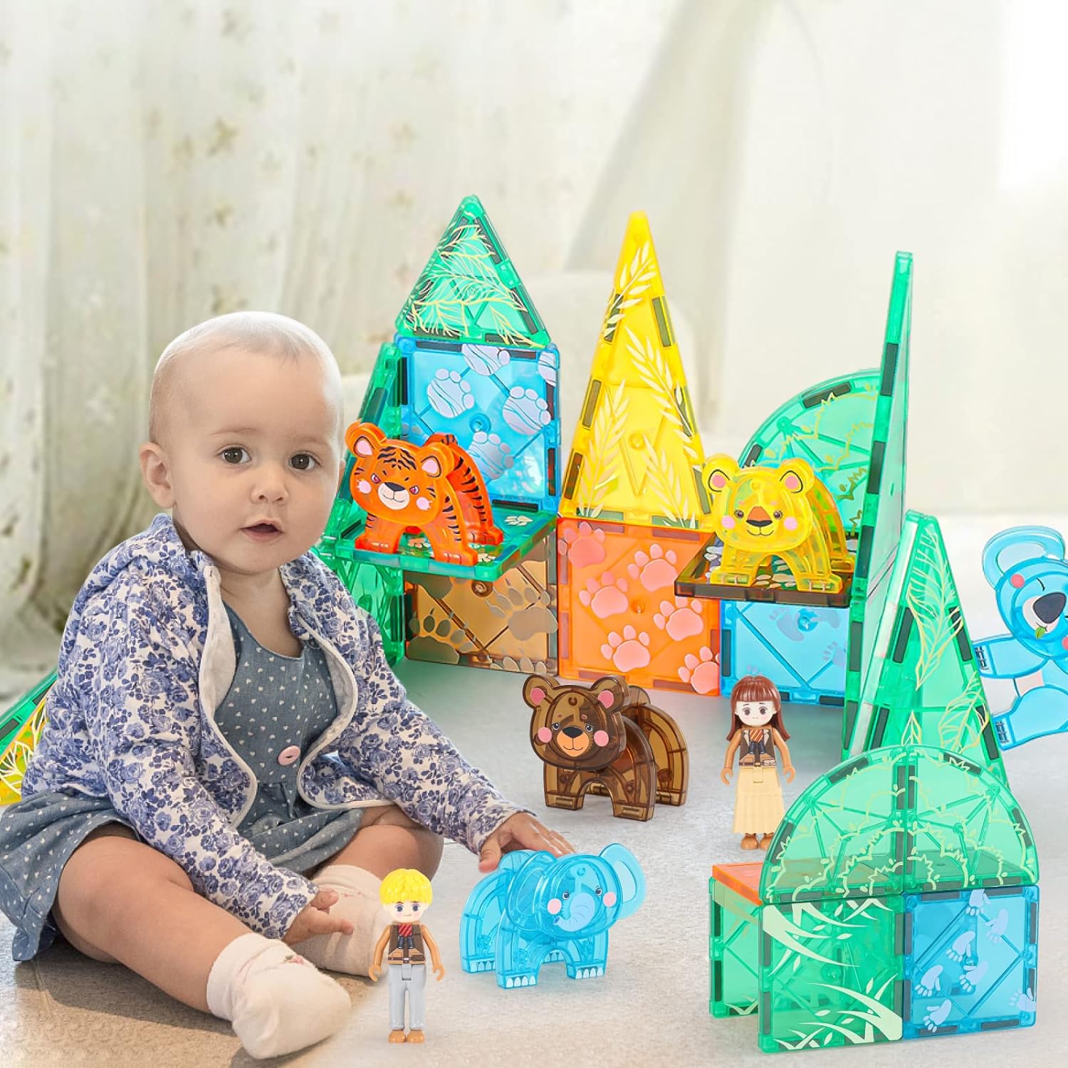 Giftry interaktív mágneses építőelem készlet, dzsungel állat, 3D, STEM ...