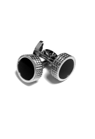 Butoni Inox rodiat, Infinity 2, Sidef Negru, Rotunzi - eMAG.ro