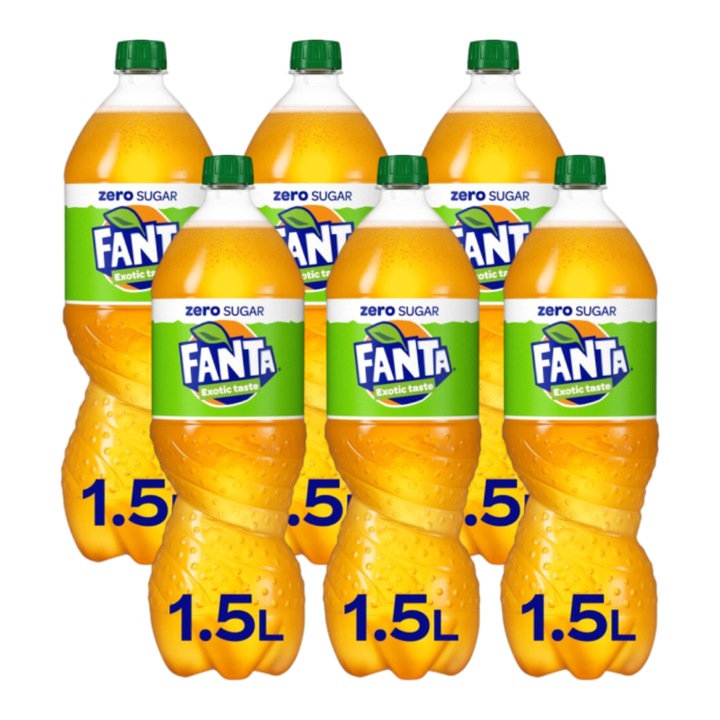 Безалкохолна напитка, газирана, Fanta Exotic, Zero Sugar, кутия 1.5L x 6 бр. - eMAG.bg