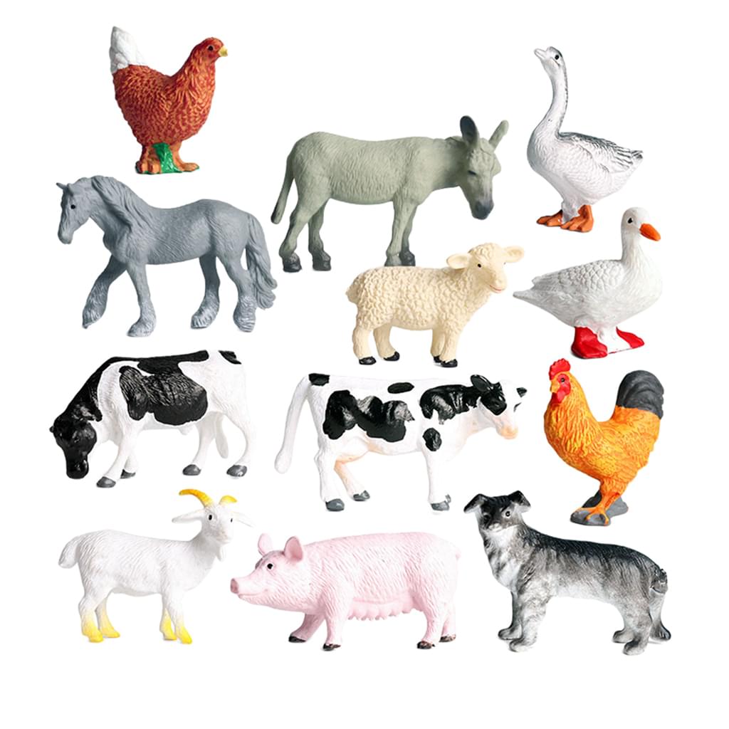 Mini figurine de animale, aspect realist, 12 piese, pentru copii - eMAG.ro