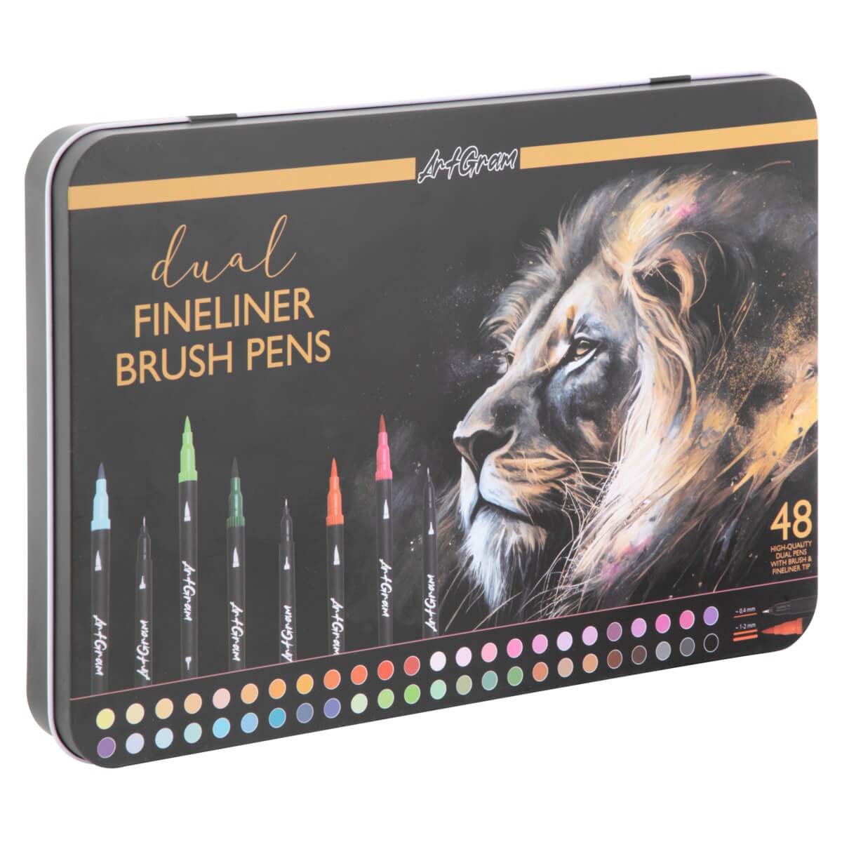 Set 48 markere doua capete cu varf pensula si liner - eMAG.ro