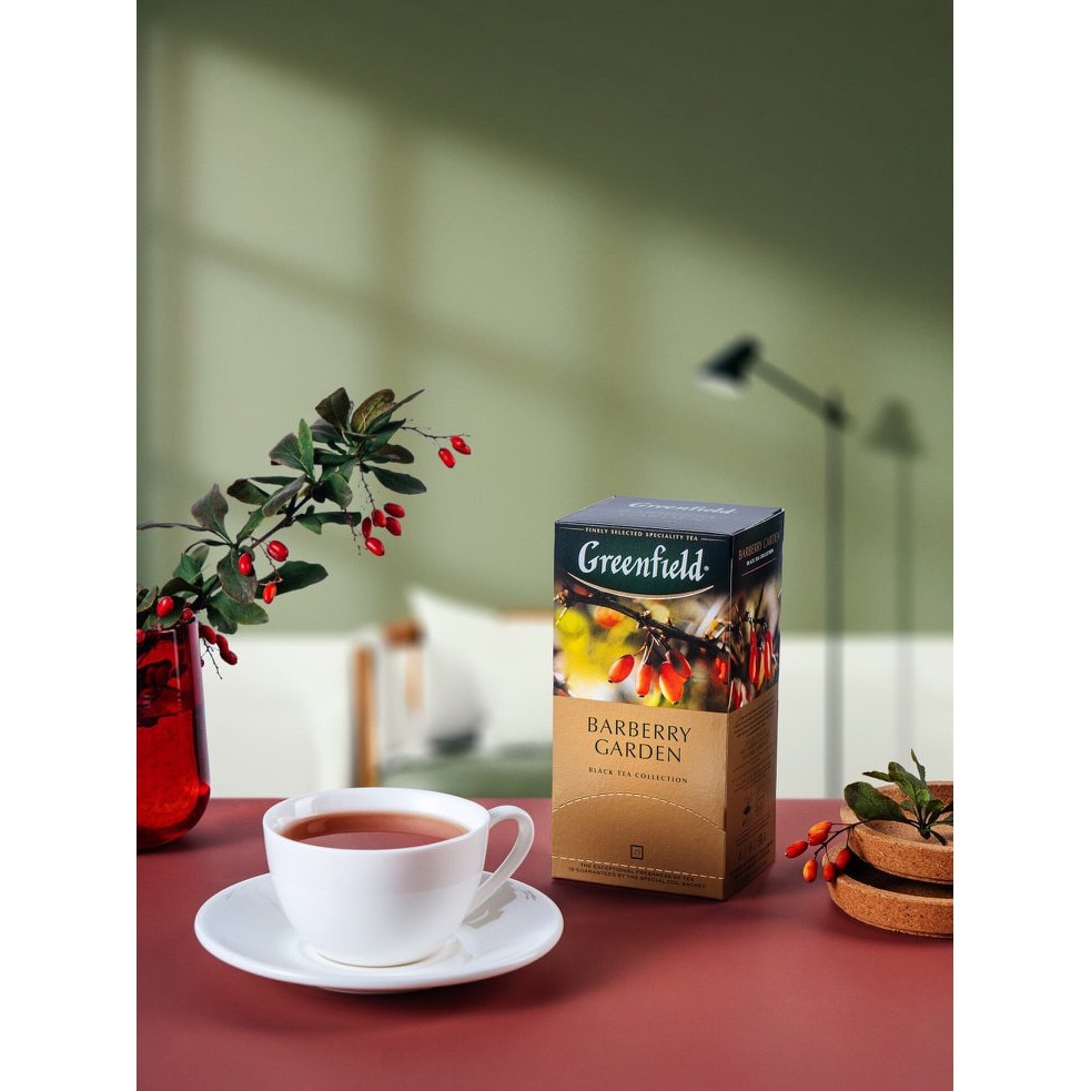 Ceai negru Greenfield Barberry Garden, 25 pliculete*2 g, cu aroma acri ...