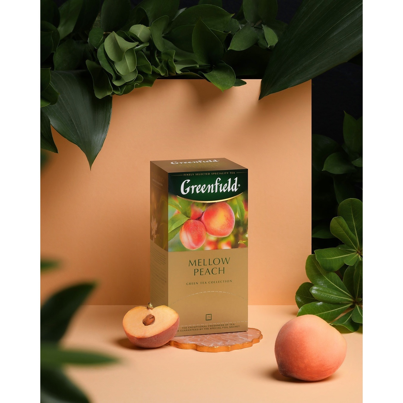 Зелен чай Mellow Peach 25 пакетчета х 2 гр. с аромат на розова праскова ...