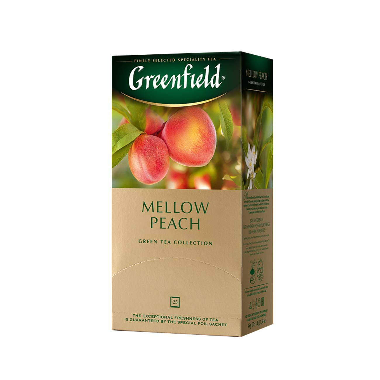 Зелен чай Mellow Peach 25 пакетчета х 2 гр. с аромат на розова праскова ...