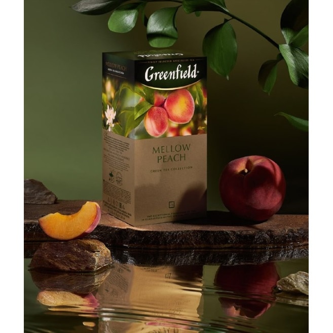 Ceai verde Greenfield Mellow Peach, 25 pliculete x 2 g, cu aroma de ...