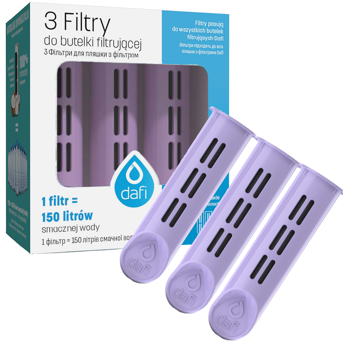 Set sticla filtranta/4 filtre, Dafi, 0.5 l, Alb/Violet - eMAG.ro