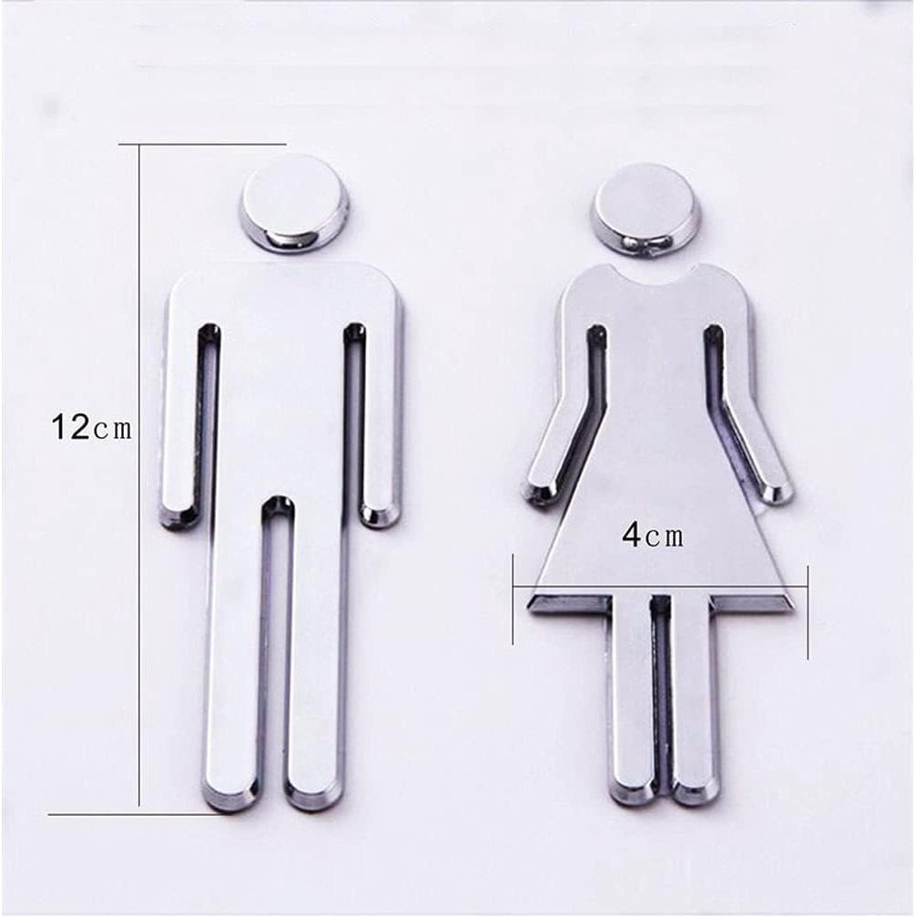 Set 2 Semne WC, Barbat/Femeie, stickere pentru baie, Daladen, Argintiu ...