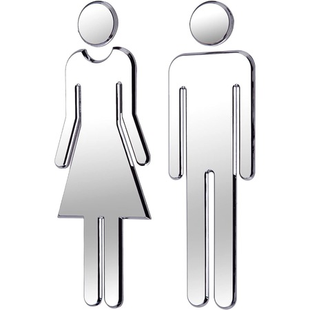 Set 2 Semne WC, Barbat/Femeie, stickere pentru baie, Daladen, Argintiu ...