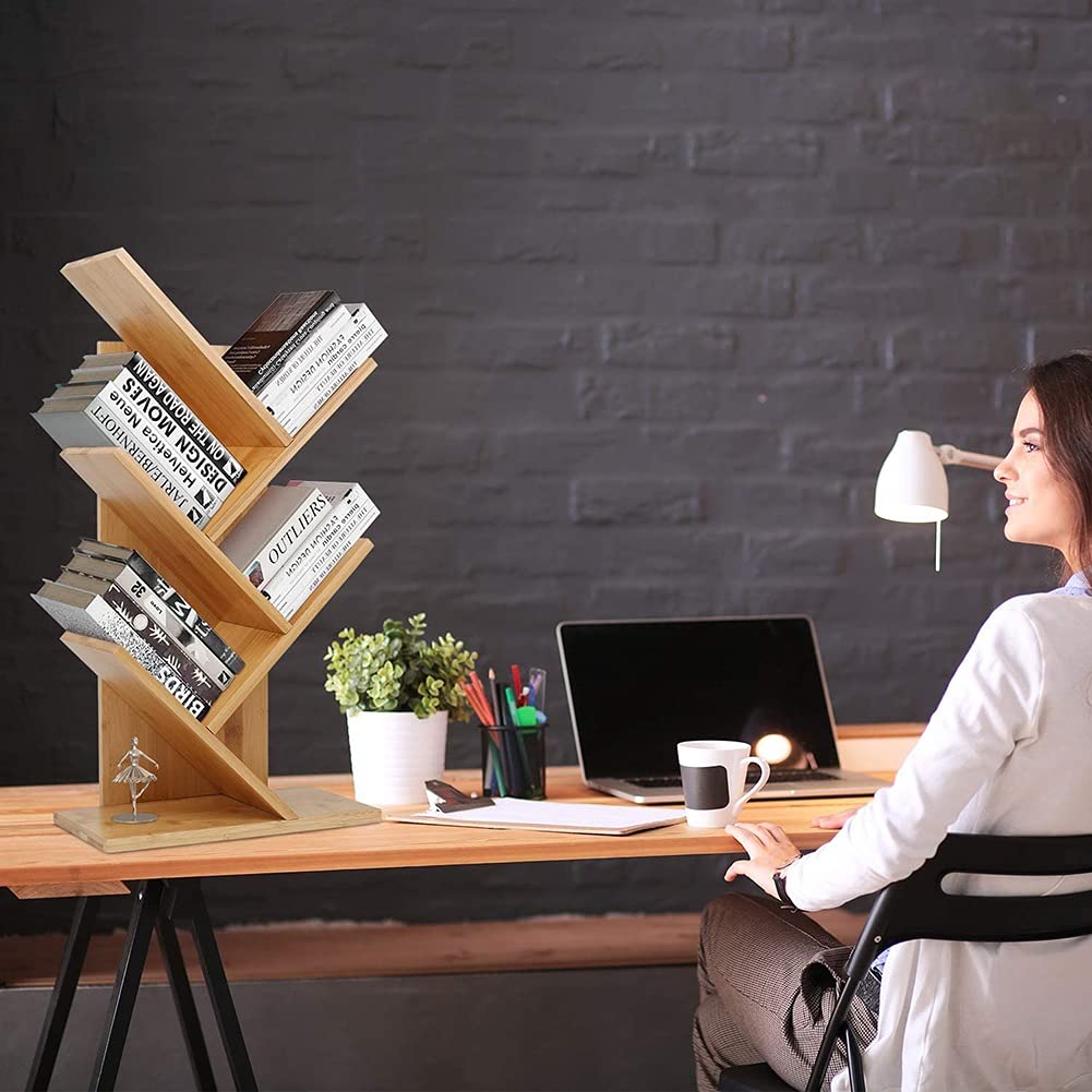 Raft pentru carti de birou, in forma de copac, 4 niveluri, suport ...