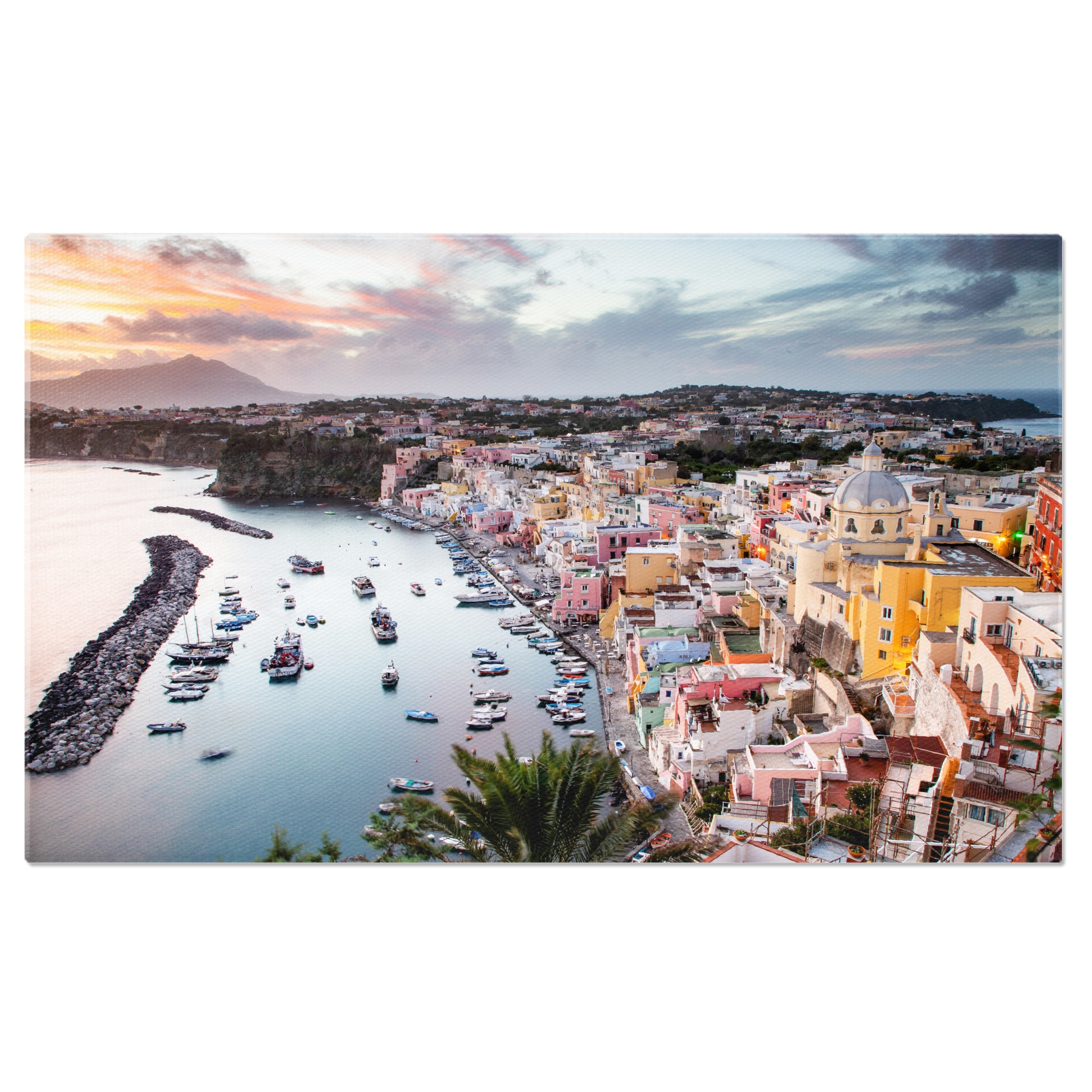 Vászonfestés - Mediterrán színekben: Olasz tengerpart, Nápoly, csónakok ...