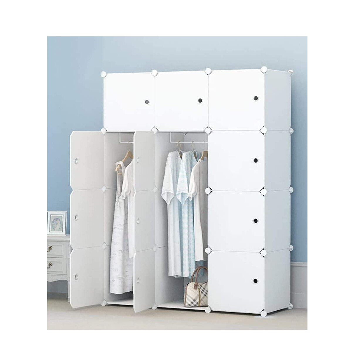Dulap modular, WALALLA, Pliabil, 111x47x147cm, Alb - eMAG.ro