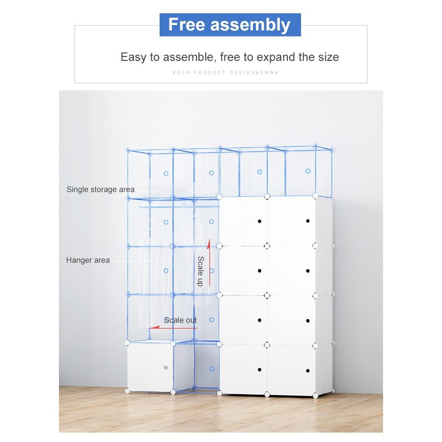 Dulap modular, WALALLA, Pliabil, 111x47x147cm, Alb - eMAG.ro