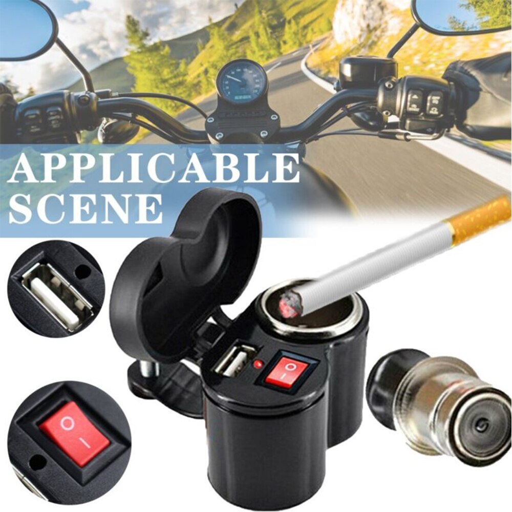 Priza moto auto, GOGOU®, usb, port bricheta, 12/24v, Cu comutator - eMAG.ro