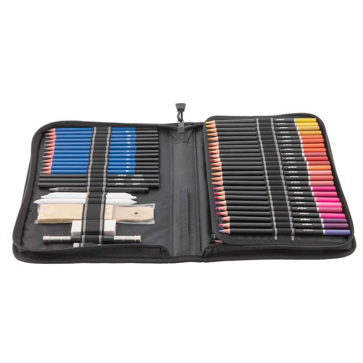 Set creioane schite grafit si colorate 96 piese - eMAG.ro