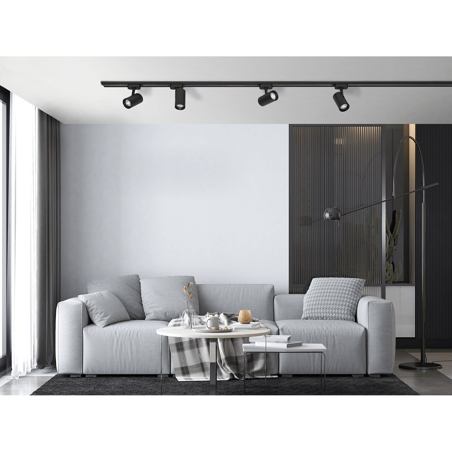 Steka Ductus комплект Black LED GU10 x4 релсова лампа + 2 м релсов ...