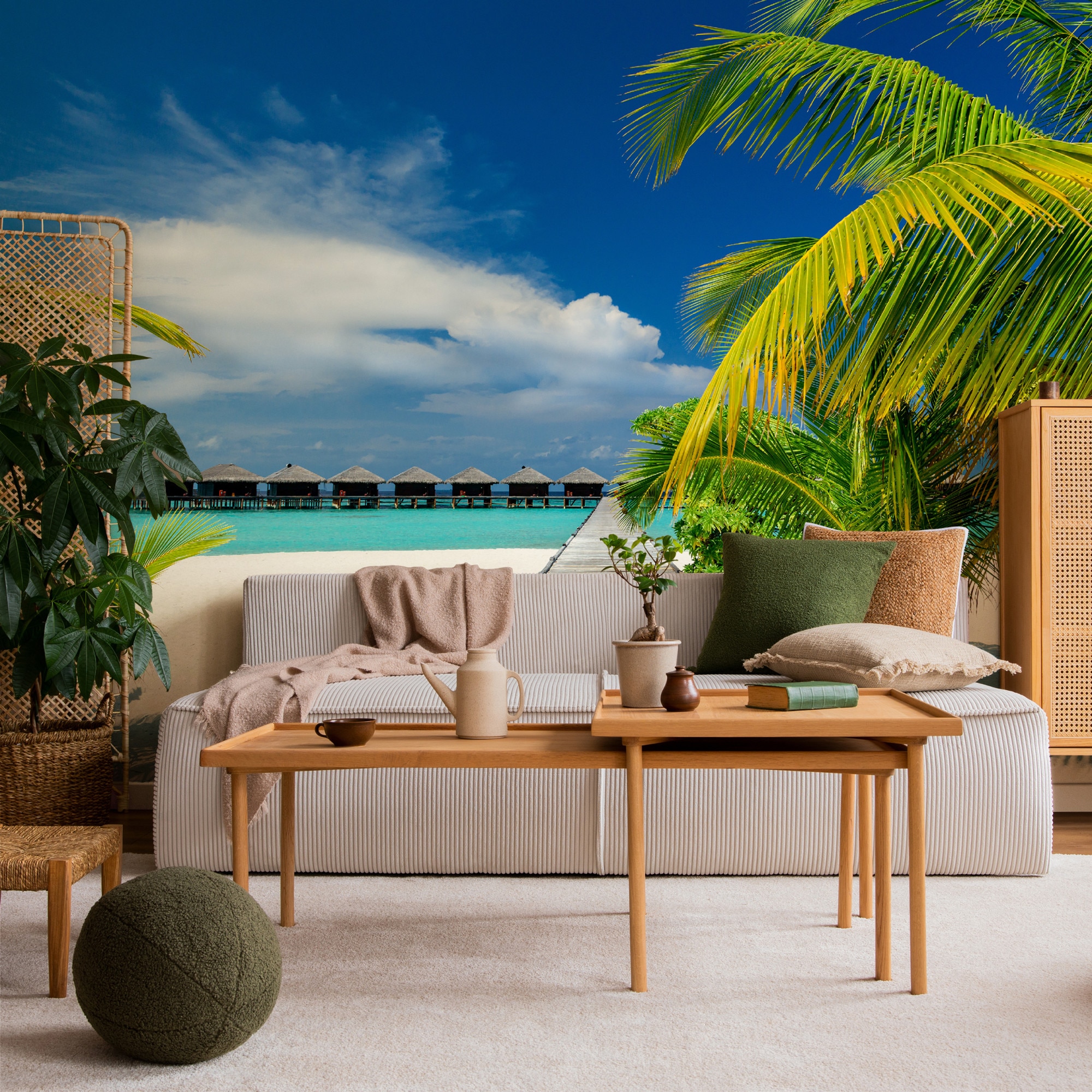 Fototapet decor de perete cu vedere la tarile calde, palmieri, design ...