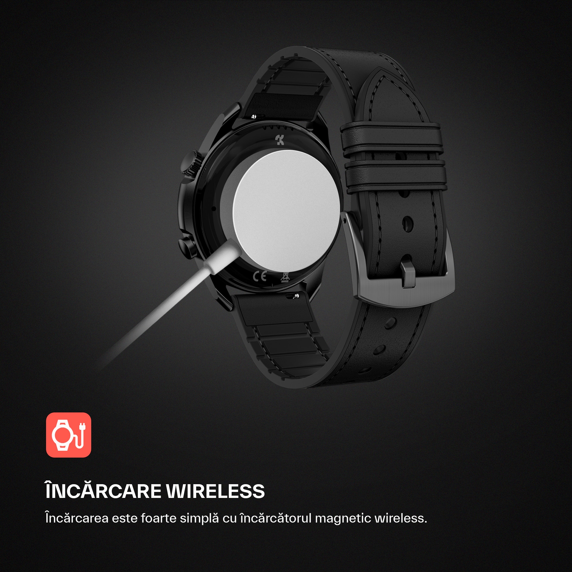 Ceas smartwatch barbati, Qualtec by Koppel®, ecran AMOLED 1.43 ...