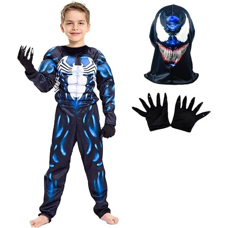 Costum Venom cu Muschi pentru copii, Set cu masca si manusi, Anti-erou ...
