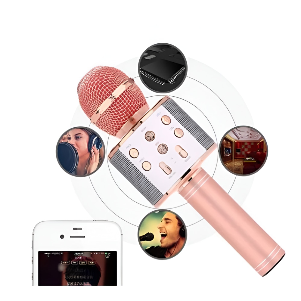 Microfon Karaoke Neo™ de copii Wireless, Boxa integrata, Card SD ...